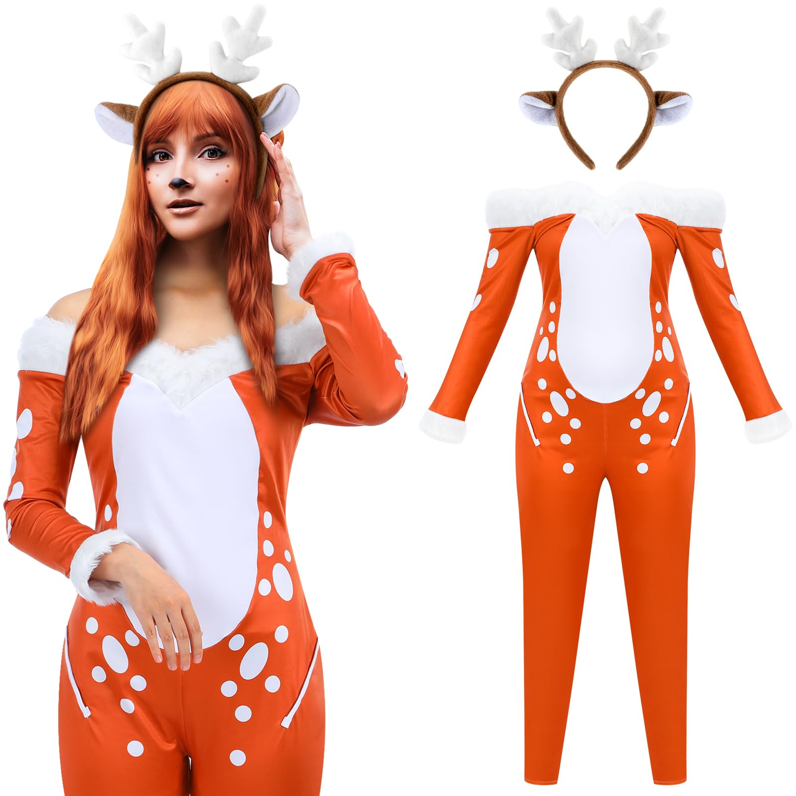 Amazon.com: Ramede Christmas Deer Costume Women Fawn Costume Sexy Deer ...