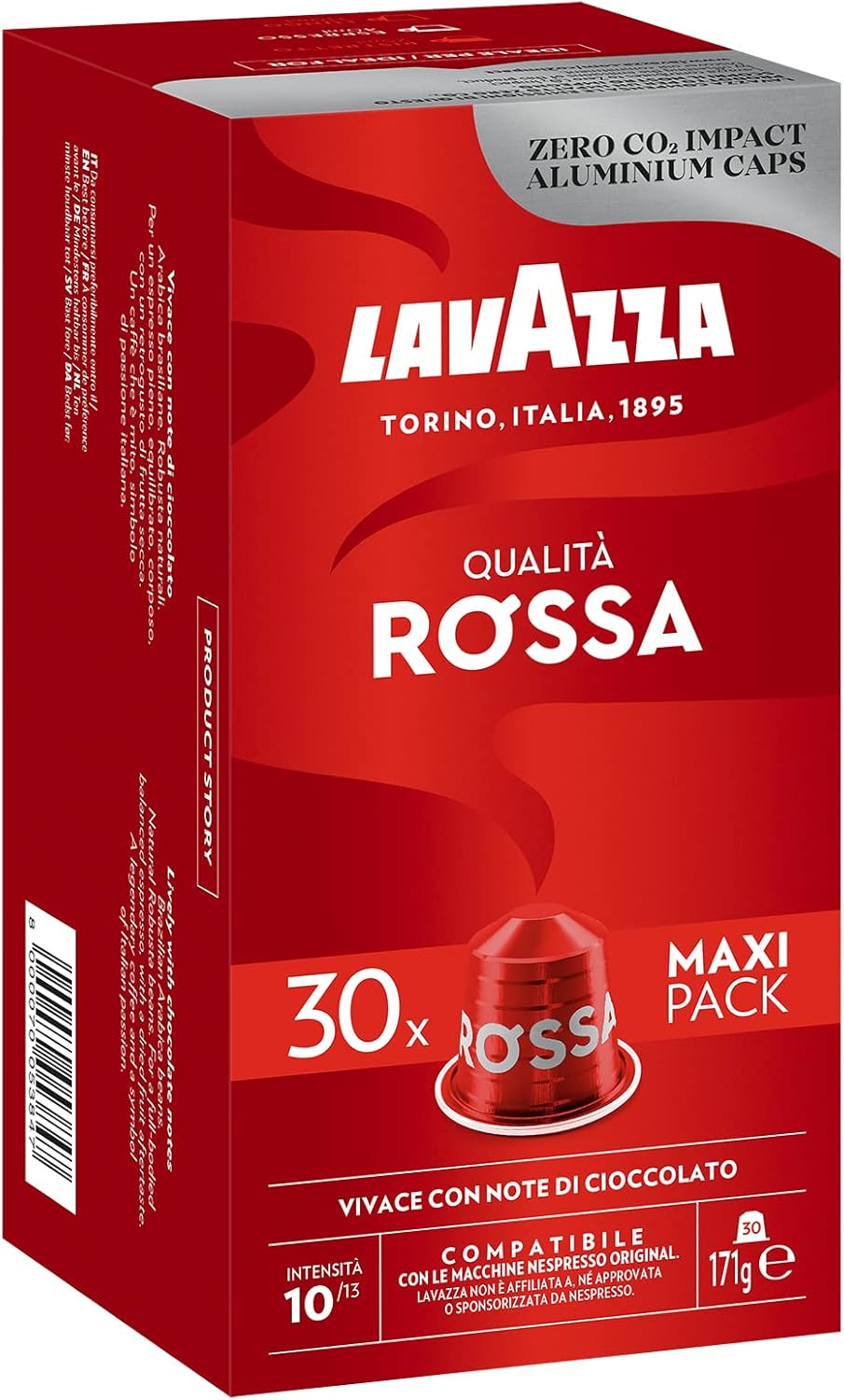 Lavazza Qualita Rossa Compatible Capsules With Nespresso 30 Capsules ...