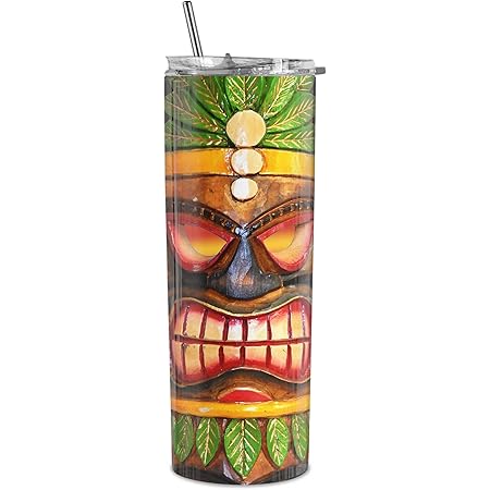 Amazon.com | WODORO Tiki Totem Stainless Steel Skinny Tumbler 20oz ...