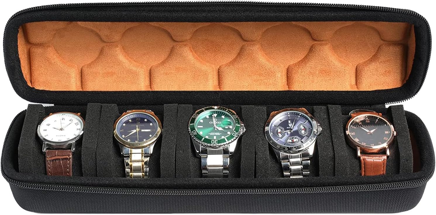 Amazon.com: Homeater 6 Slot Watch Box Portable Travel Zipper Case ...