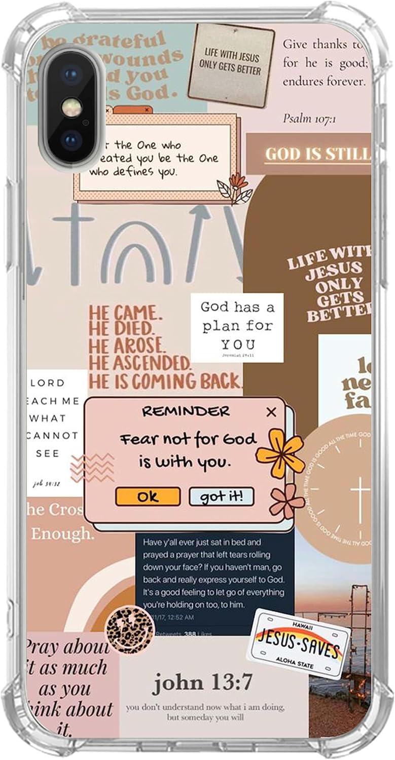 Amazon.com: BESUC WICH Aesthetic Beige Christian Quotes Collage Phone ...