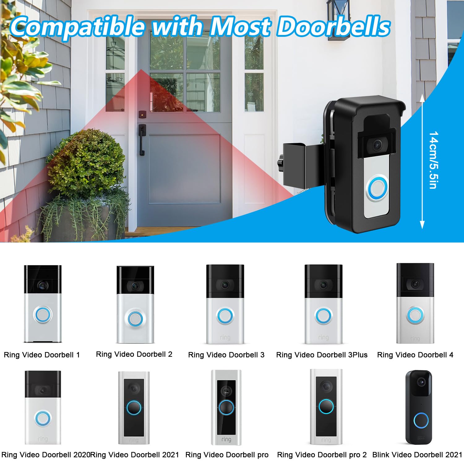 Ring Doorbell Mounting Bracket, Anti-Theft Adjustable Angle Ring ...