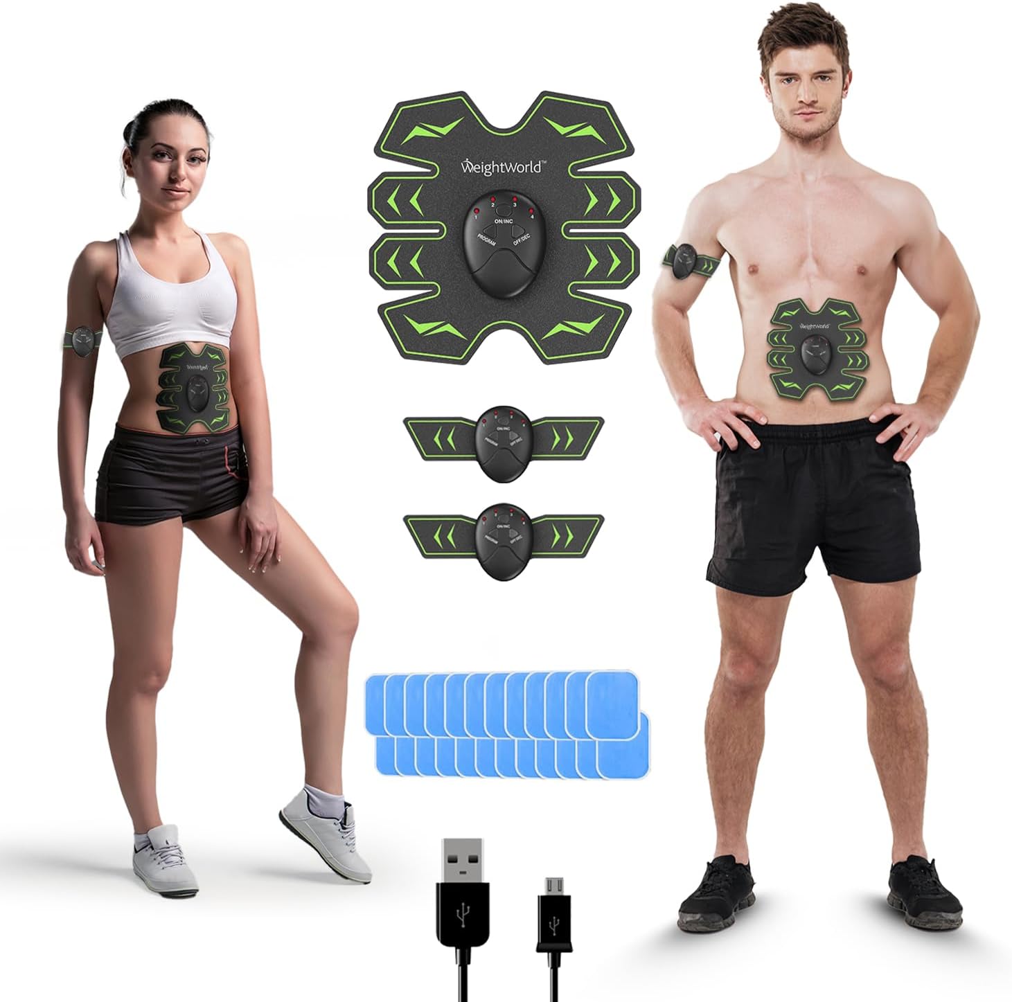 Abs Trainer Muscle Stimulator - 24 Gel Pads - CE-Certified & Skin ...