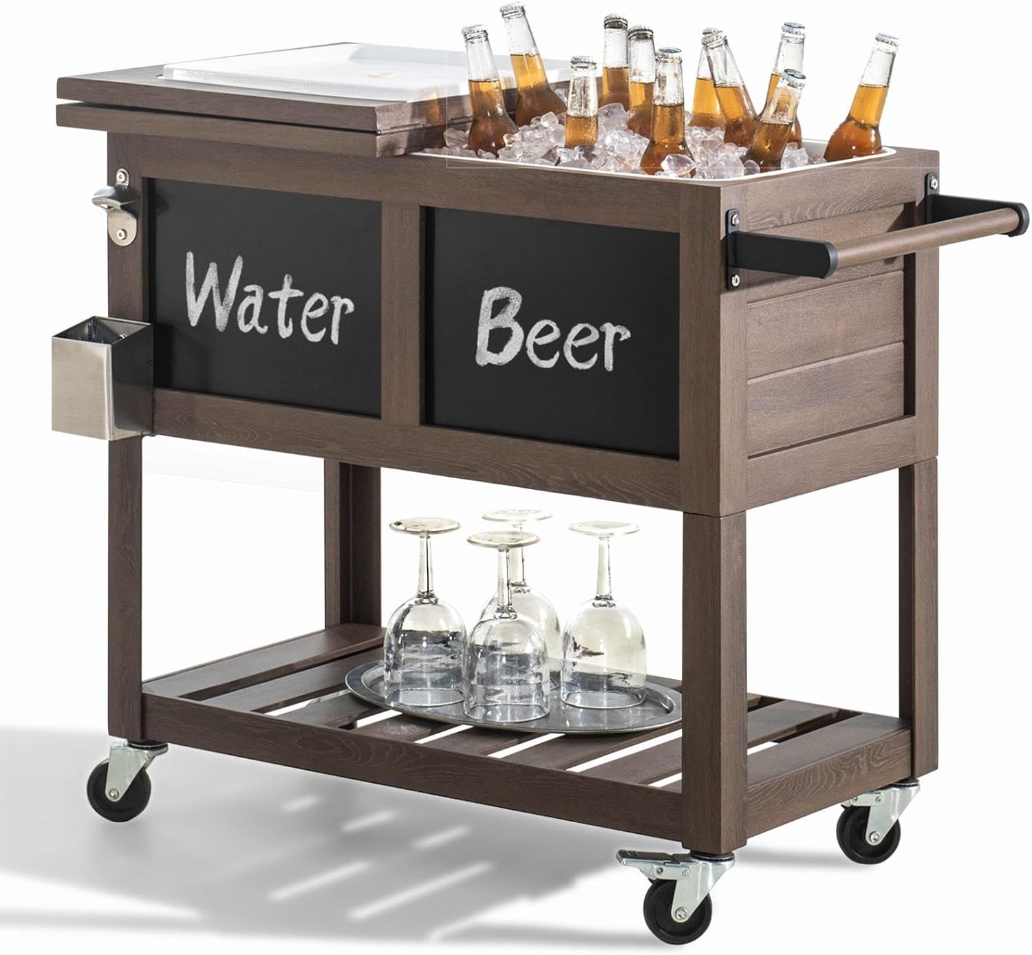 Amazon.com : Sunjoy 80 Qt Rolling Cooler Cart Ice Chest, Patio Portable ...