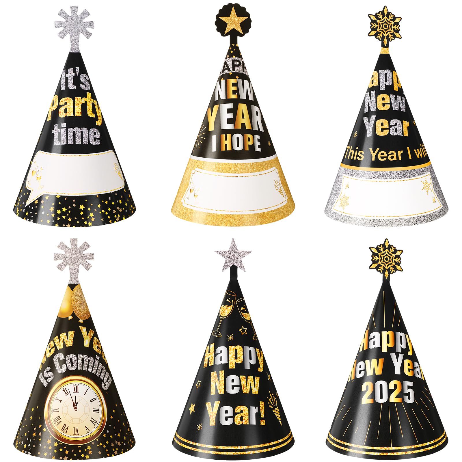 Amazon.com: 12Pcs Happy New Year Party Hats for Kids Adults, 6 Styles ...