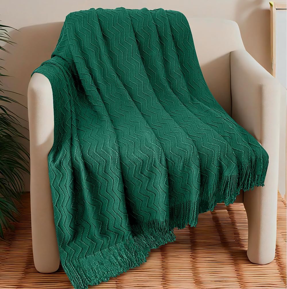 Amazon.com: Boho Farmhouse Knitted Throw Blanket: Cozy, Soft, & Stylish ...