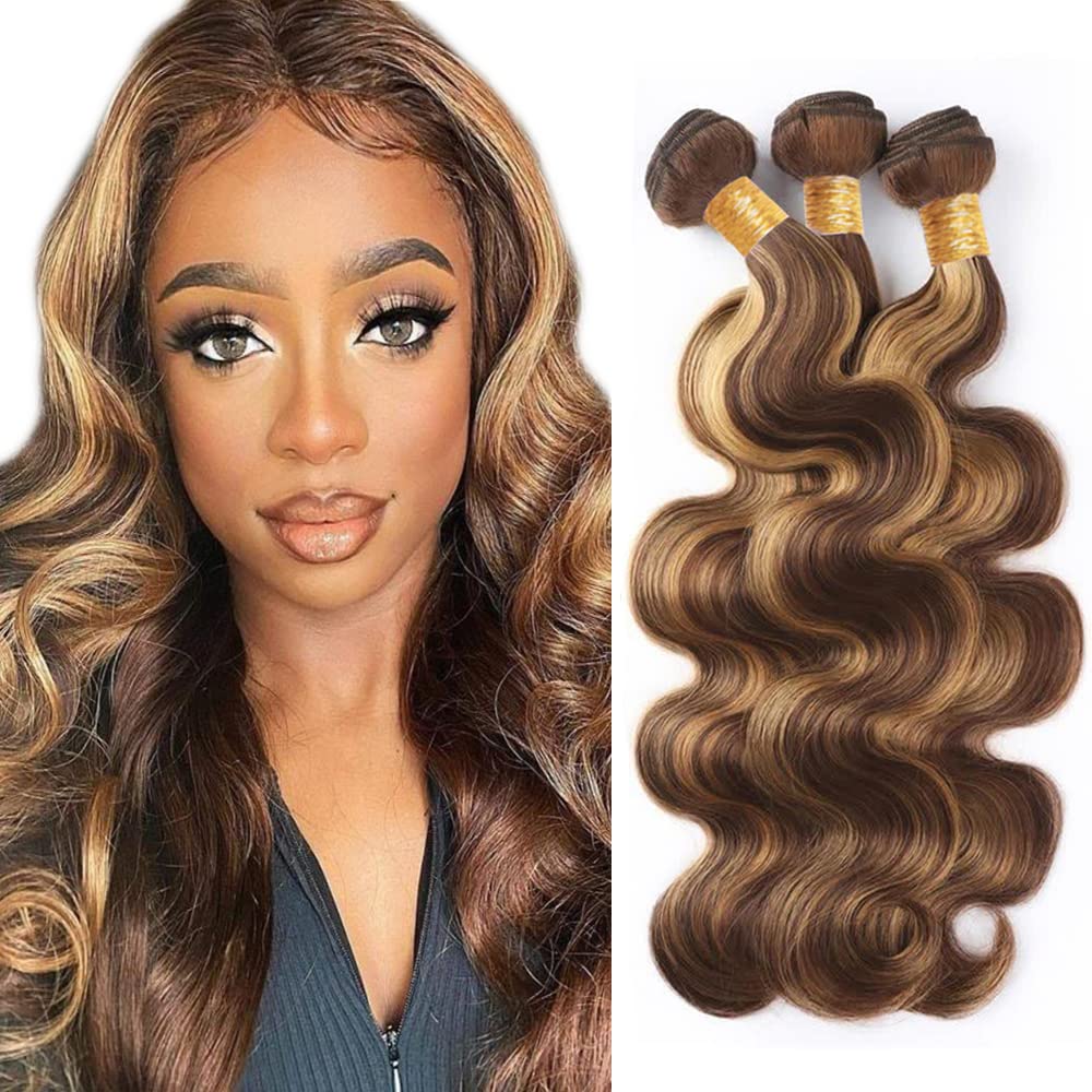 Amazon.com: Highlight 4/27 Body Wave Bundles Human Hair 100% ...