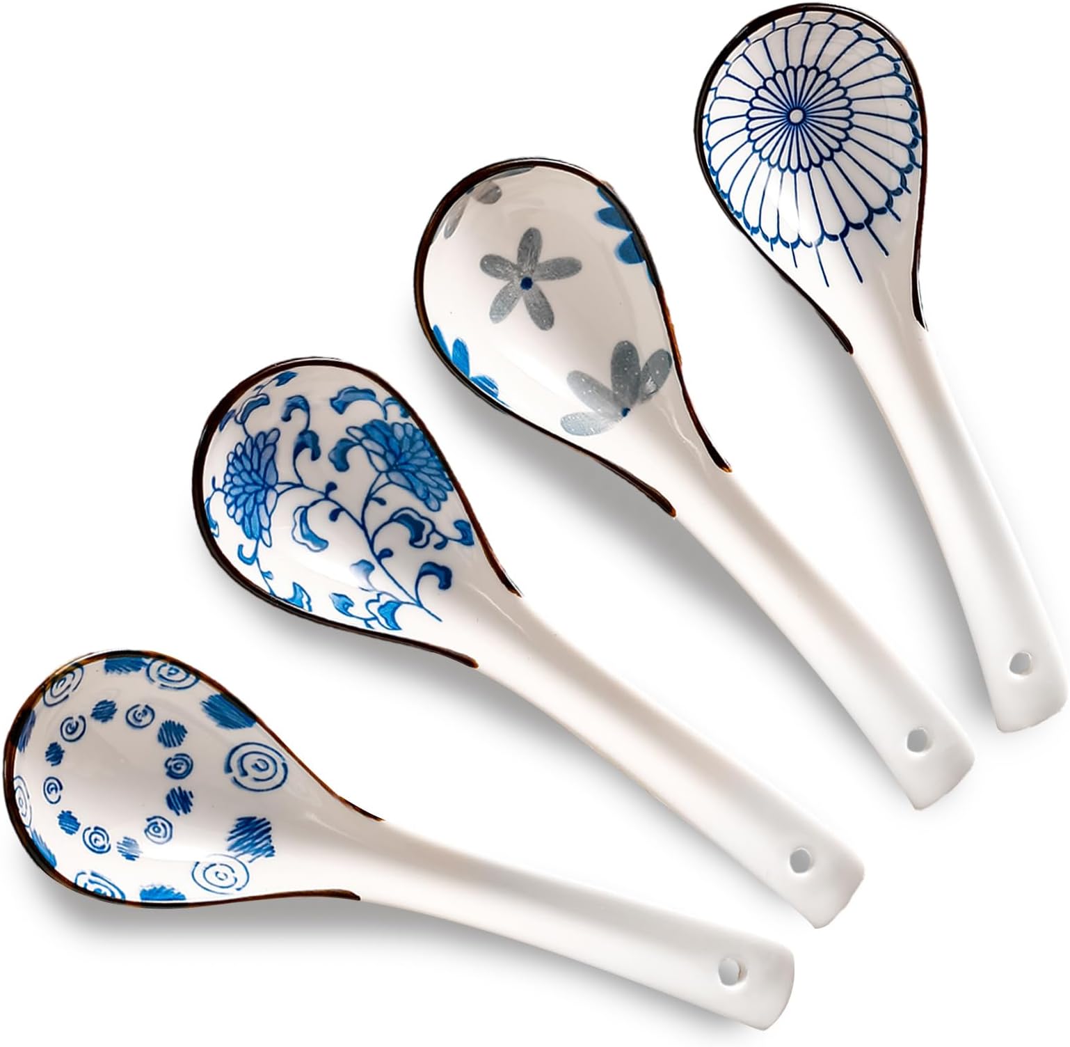 SLixuhay 6pcs Chinese Soup Spoons, Ceramic Asian Soup Spoons for Ramen ...