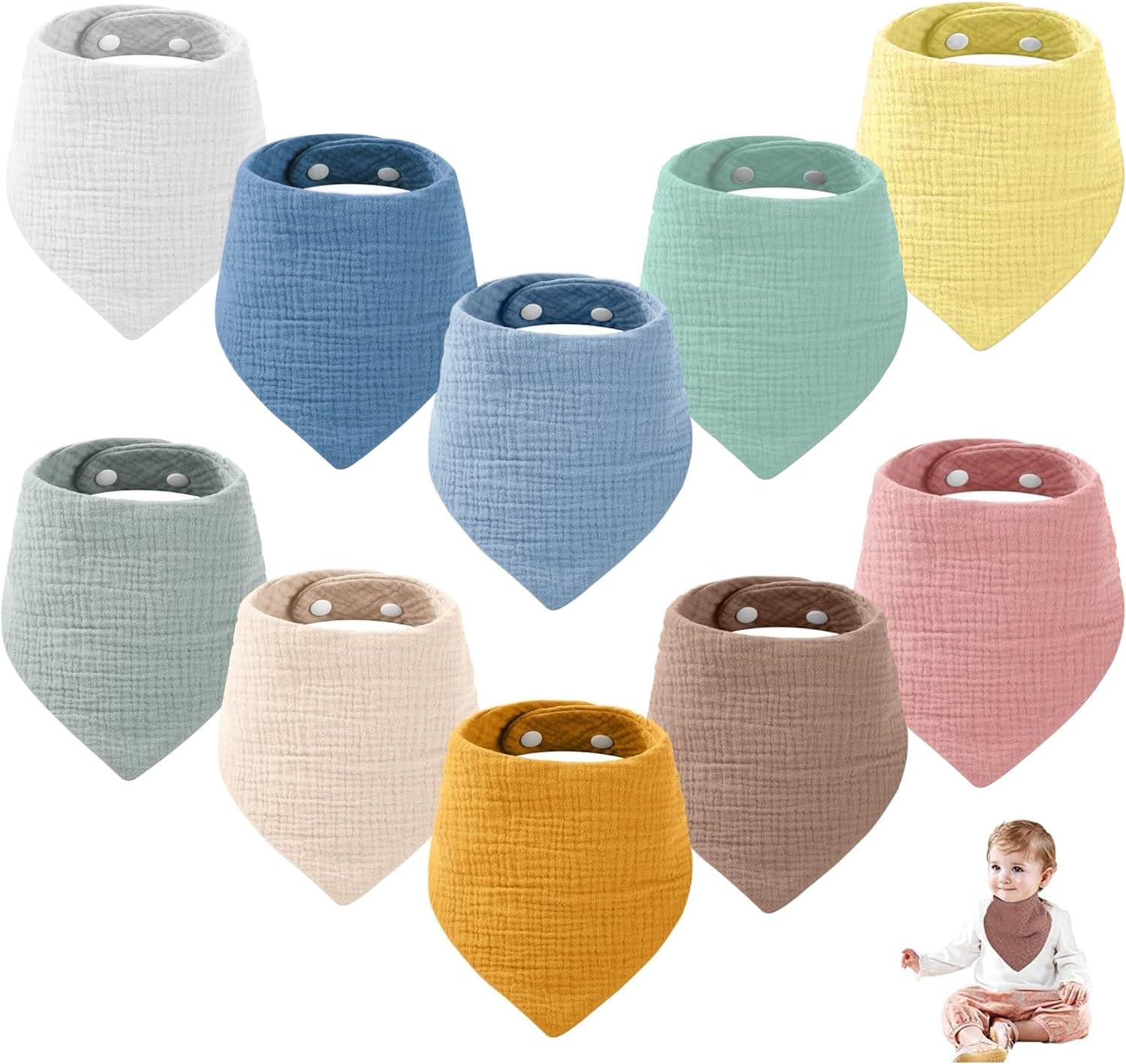 Baberos para Bebé, MCSWSEE 10 Piezas Baby Drool Baberos, Baberos de ...