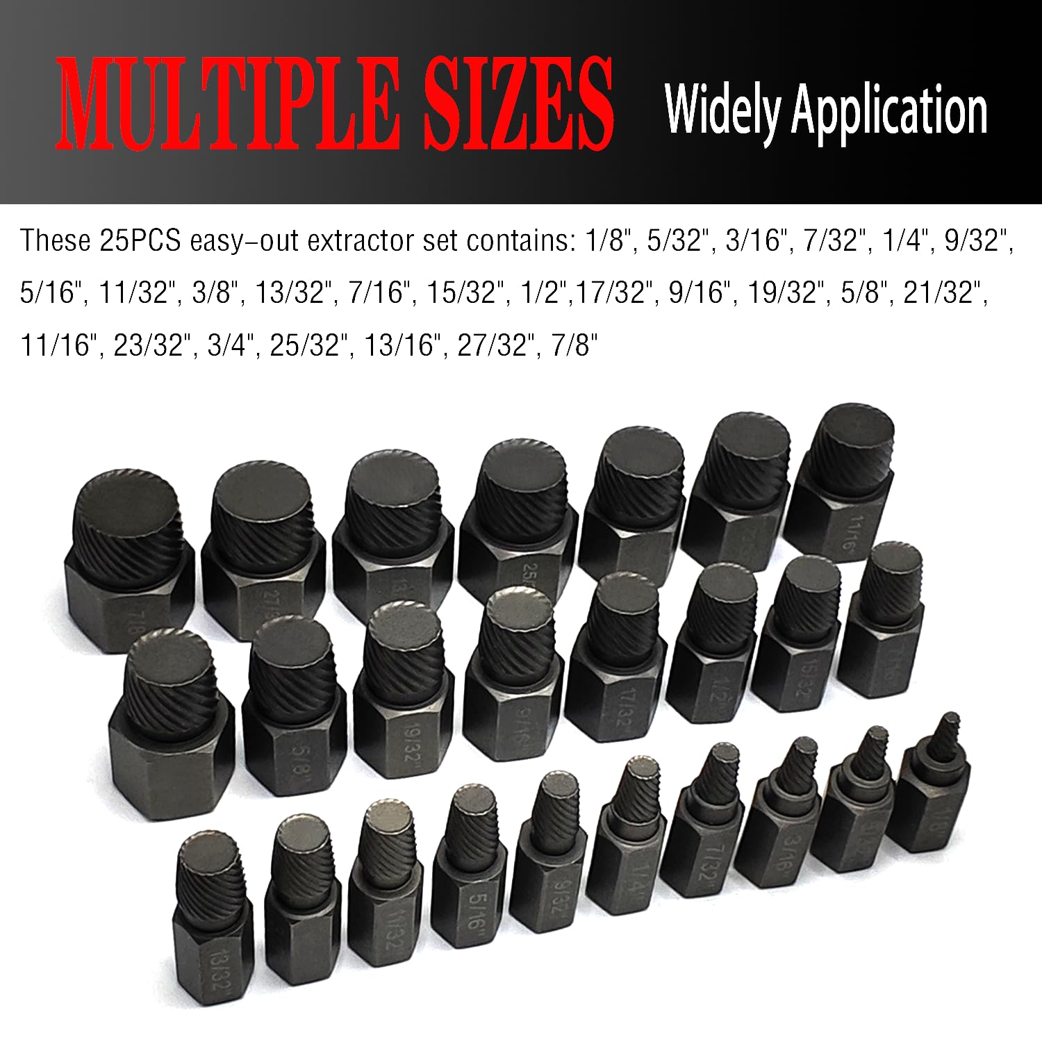 Snapklik.com : 25PCS Multi-Spline Screw Extractor Set, 3/8" Inch ...