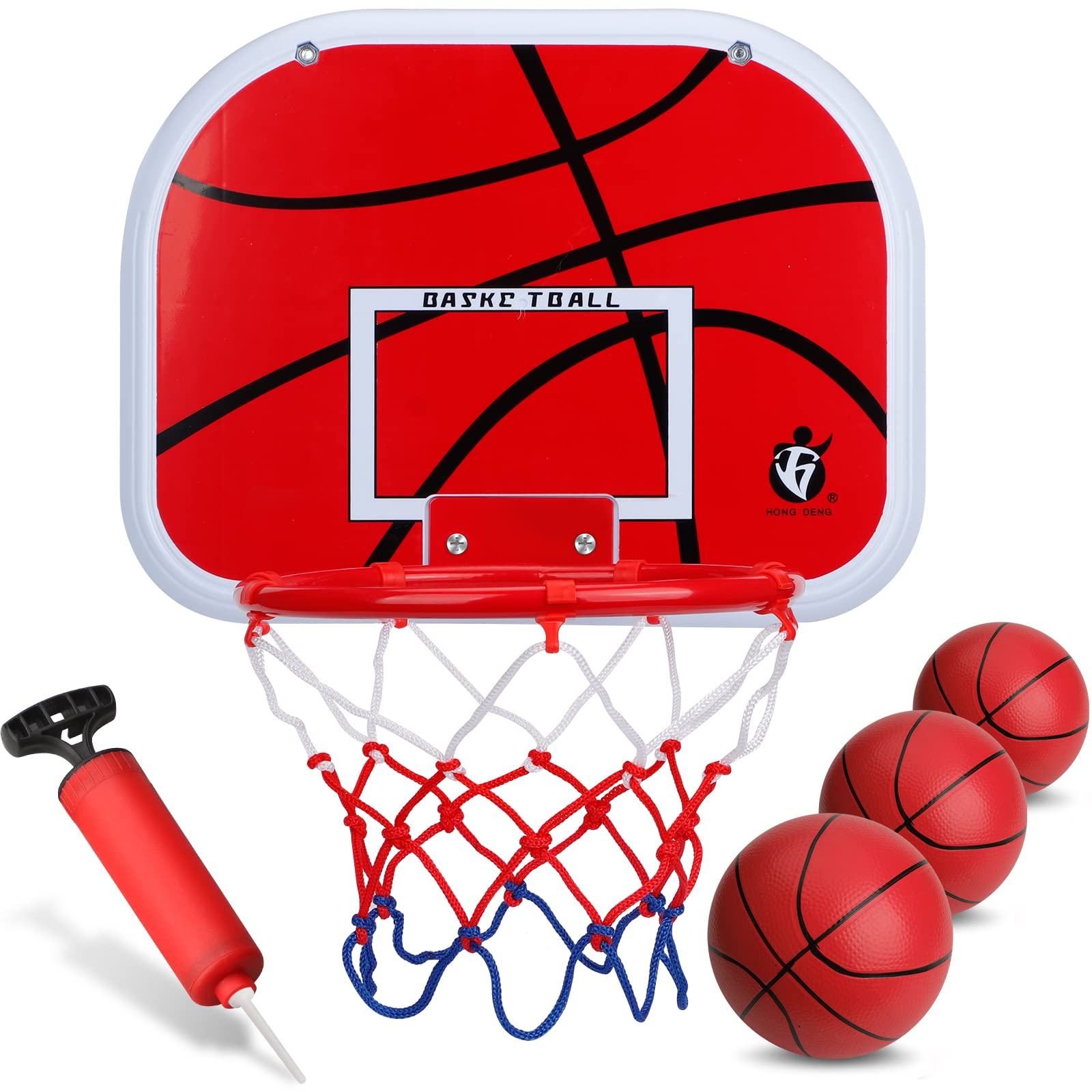 Mini Red Basketball Hoop Set for Kids Adults, Over The Door Hoop Set ...