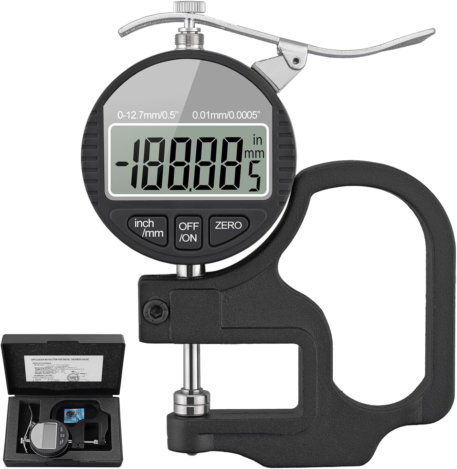 Manovruti Digital Thickness Gauge with Lever Handle – 0–12.7mm / 0.5 ...