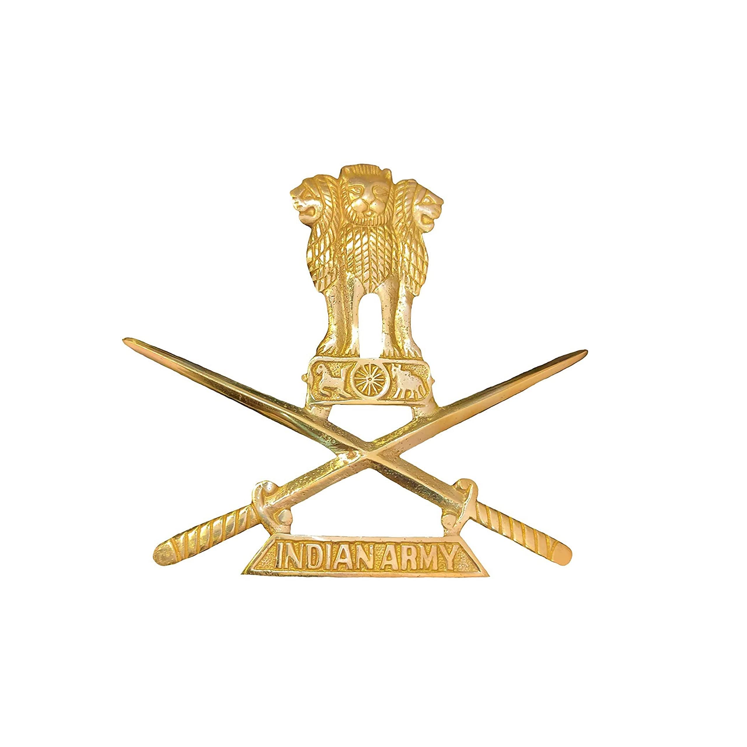 Buy KT - Indian Army Logo Batch Brass Ashoka Stambh Gold Color for Army ...