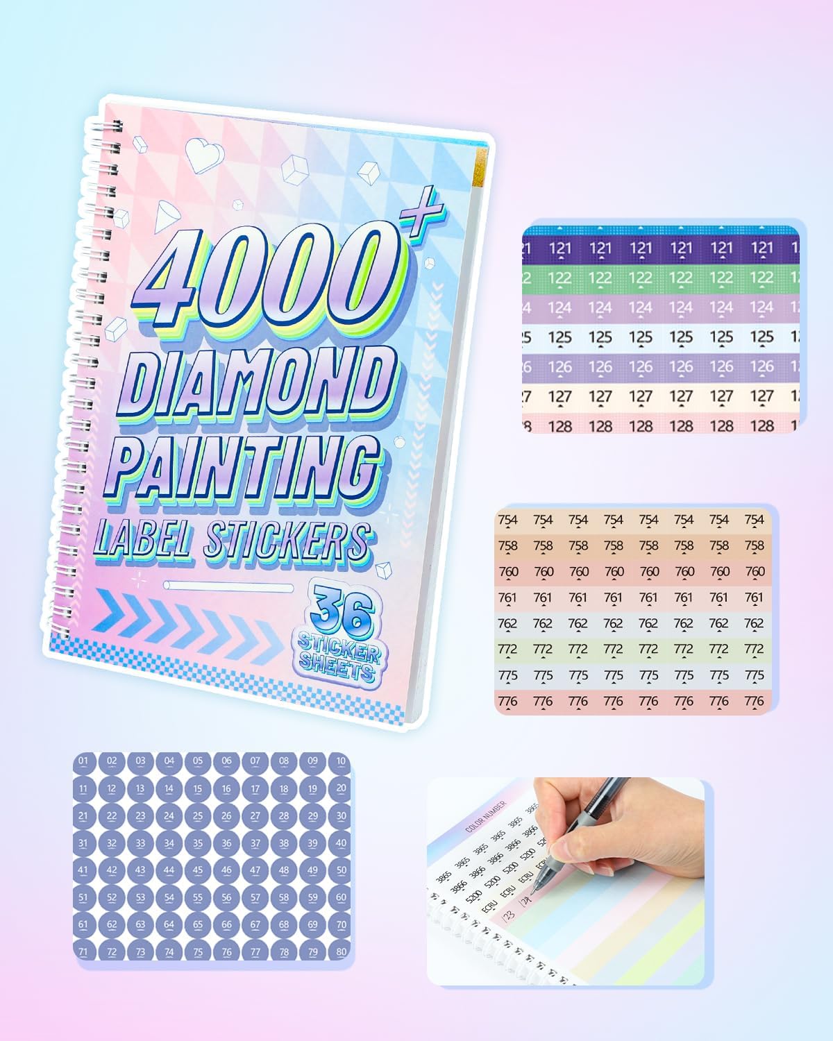 Amazon.com: 4000+ Diamond Art Stickers ＆ Labels – 36 Sheets Diamond ...
