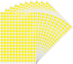 Amazon.com : YIKIADA Yellow Dot Stickers Round 0.4 Inch Circle Colored ...