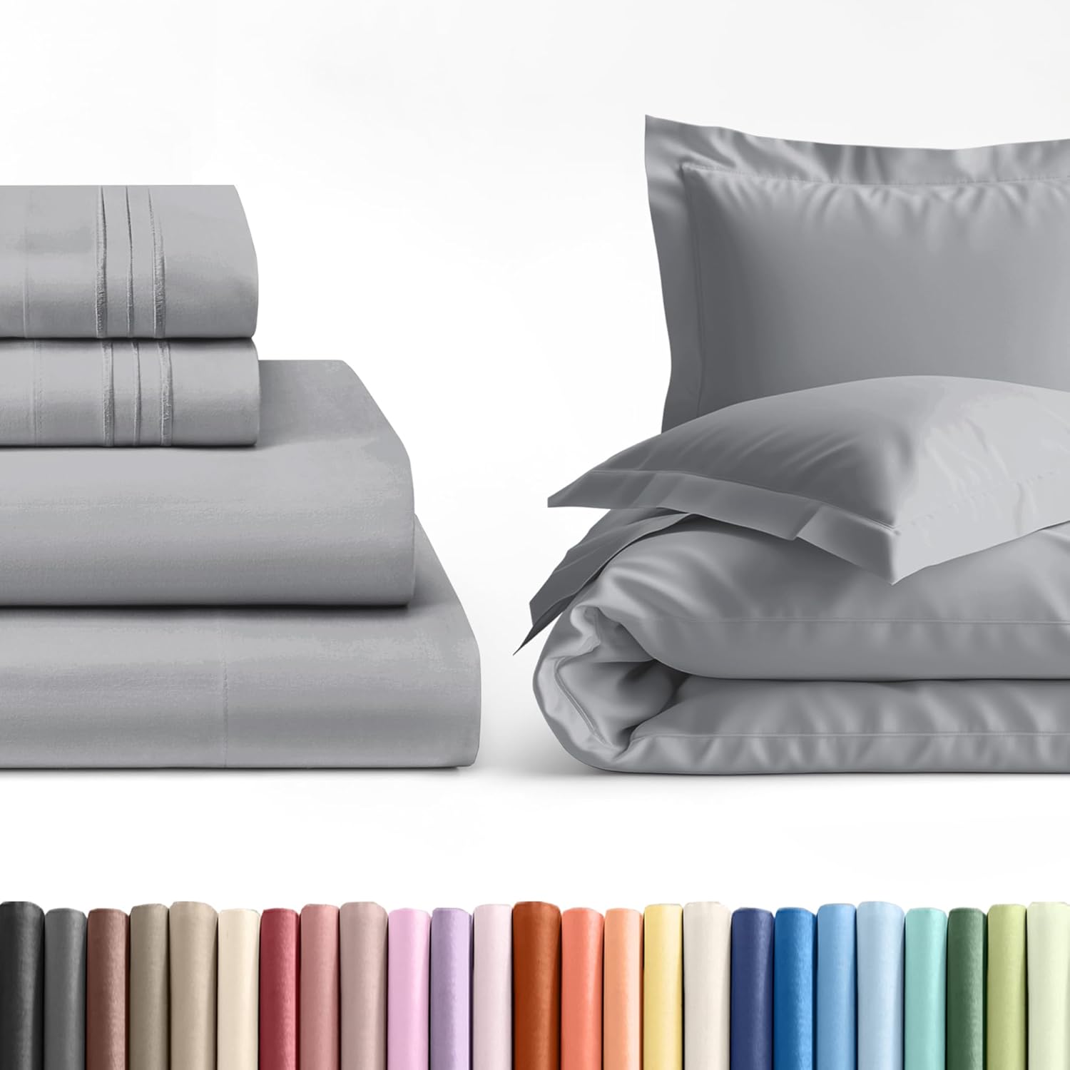Amazon.com: 4pc Steel Blue Sheet Set with Duvet (Full Size) Bundle ...