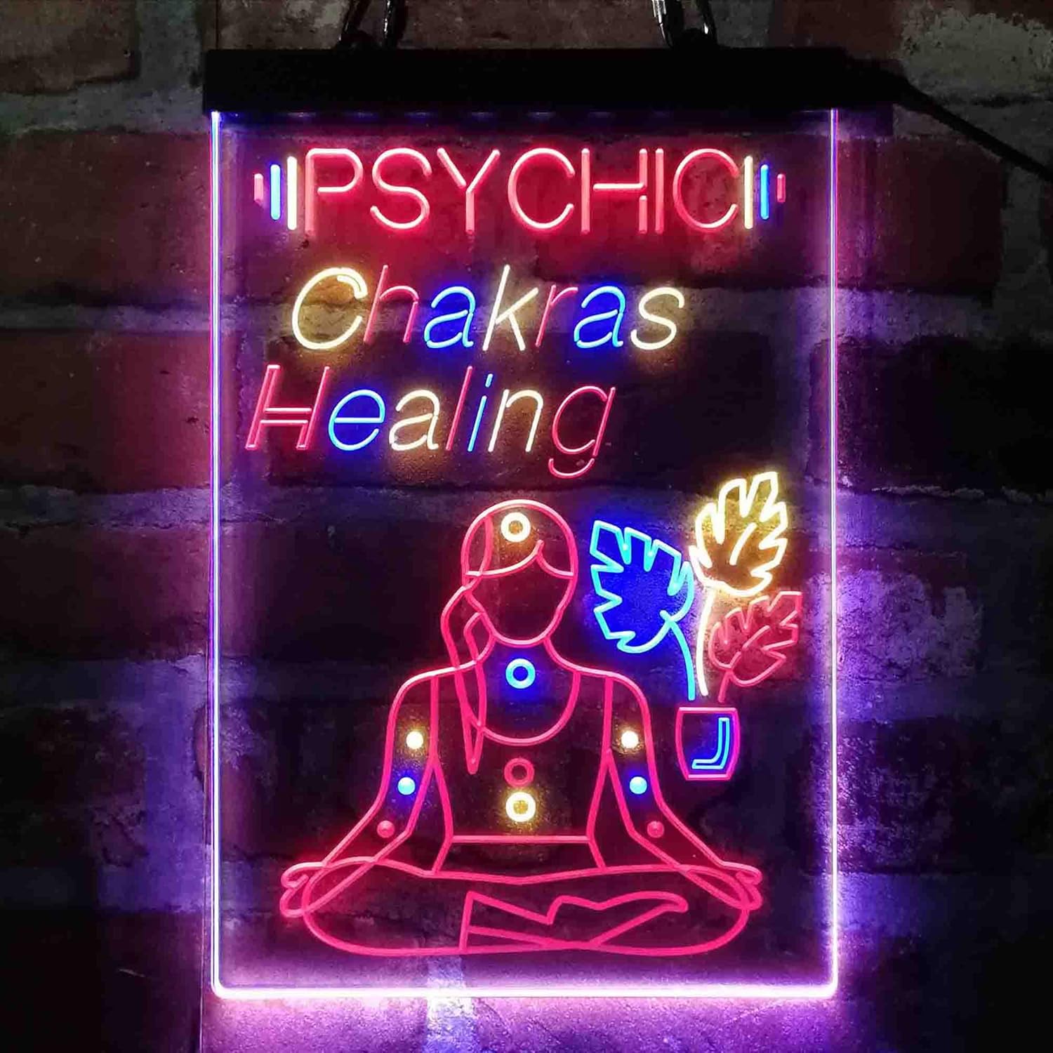 ADVPRO Psychic Chakras Healing Tri-color Led Neon Sign Red & Blue ...