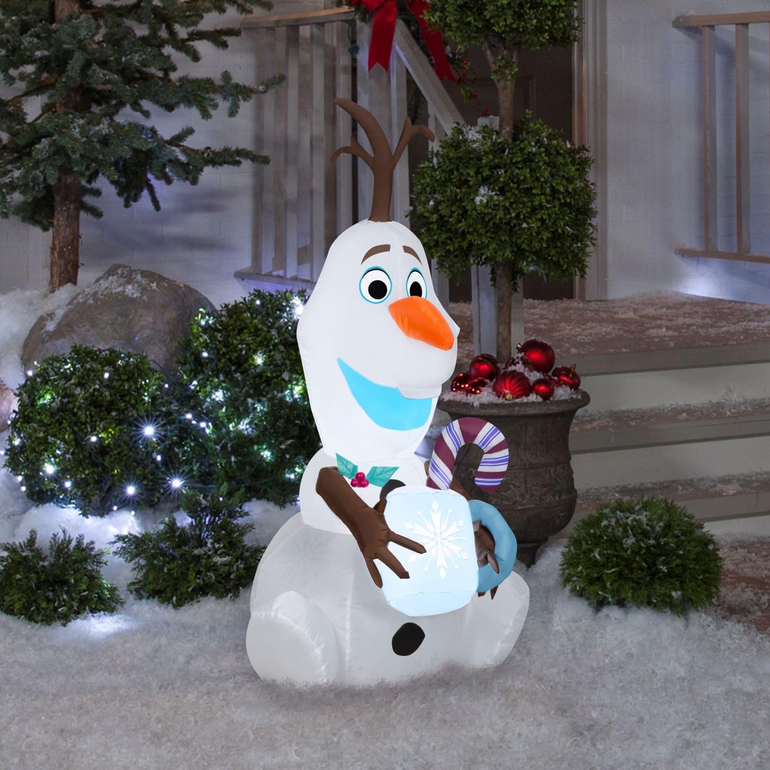 Snapklik.com : 4 Ft Airblown Inflatable Frozen Olaf Holding Hot Cocoa ...