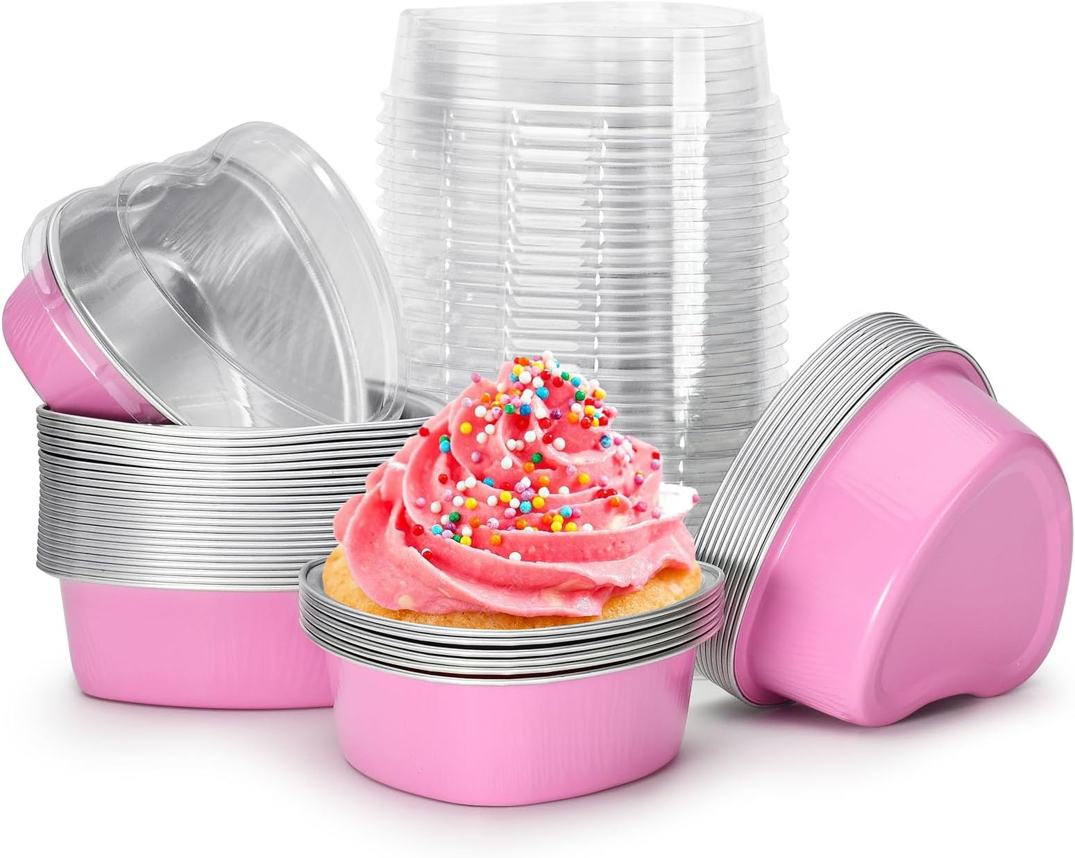 Amazon.com: weiyuanhaoda 50Pcs Heart Shaped Cake Pans，3.4 Ounces/100ML ...