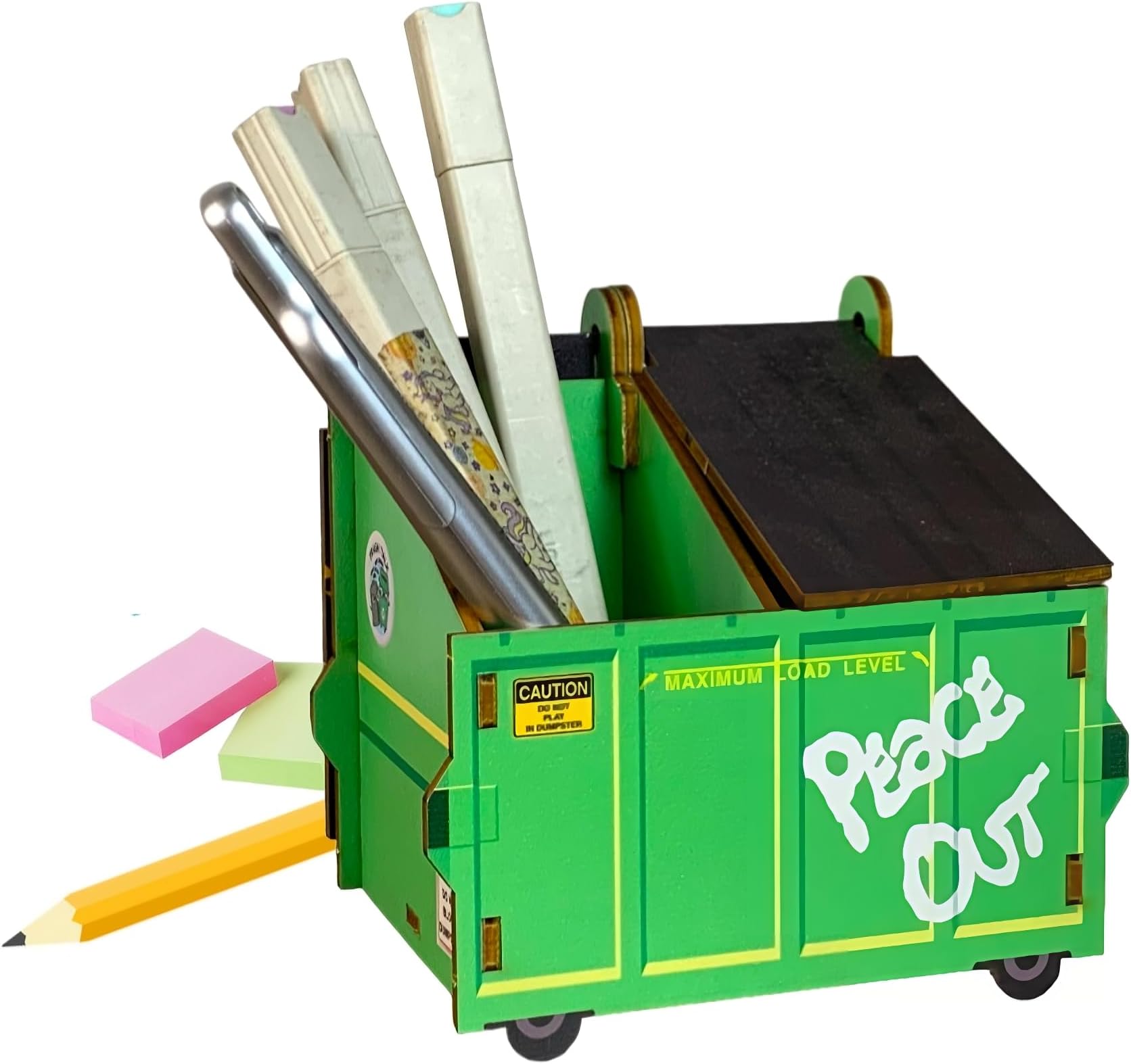 Amazon.com : Genuine Fred DESK DUMPSTER Pencil Holder with Flame Note ...