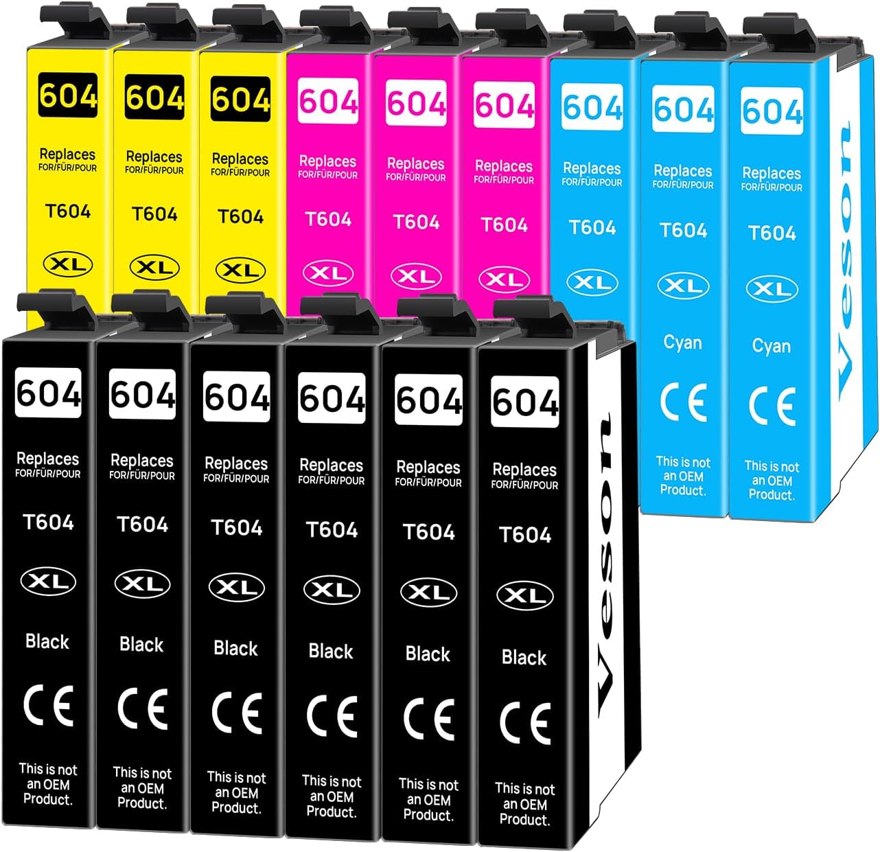 Veson 604 XL (4 Nero) Cartucce Compatibili con Epson 604XL Cartucce per ...