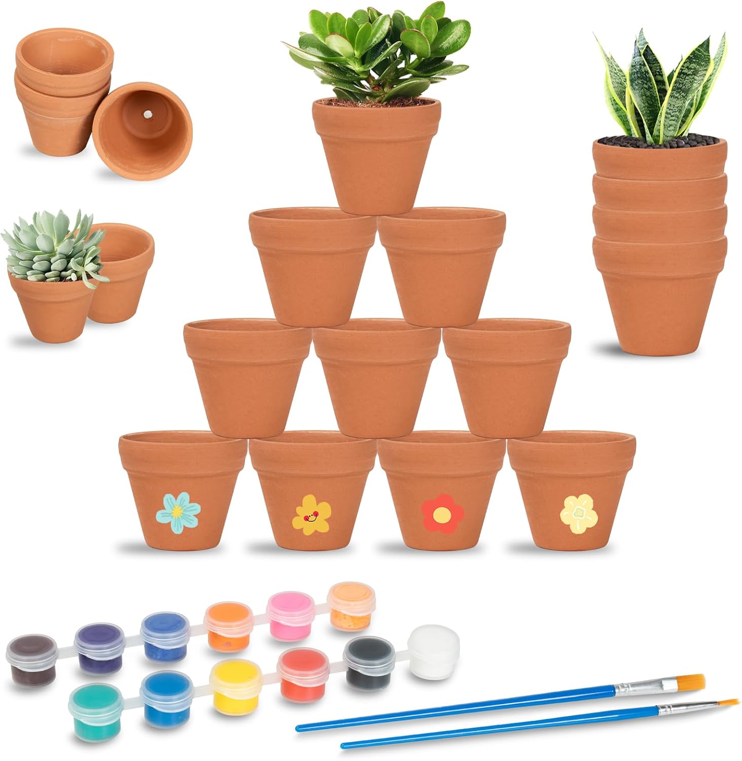 Sheryl&Rain 24 Small Terracotta Plant Pots, 3.5x3cm Mini Clay Pot with ...