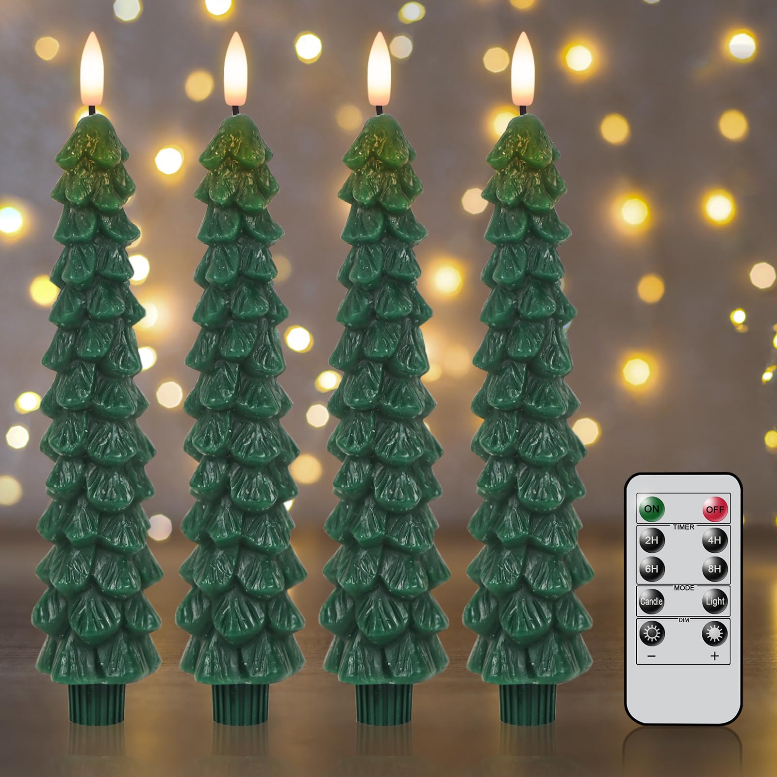Amazon.com: Eldnacele Christmas Tree Flameless Taper Candles with ...