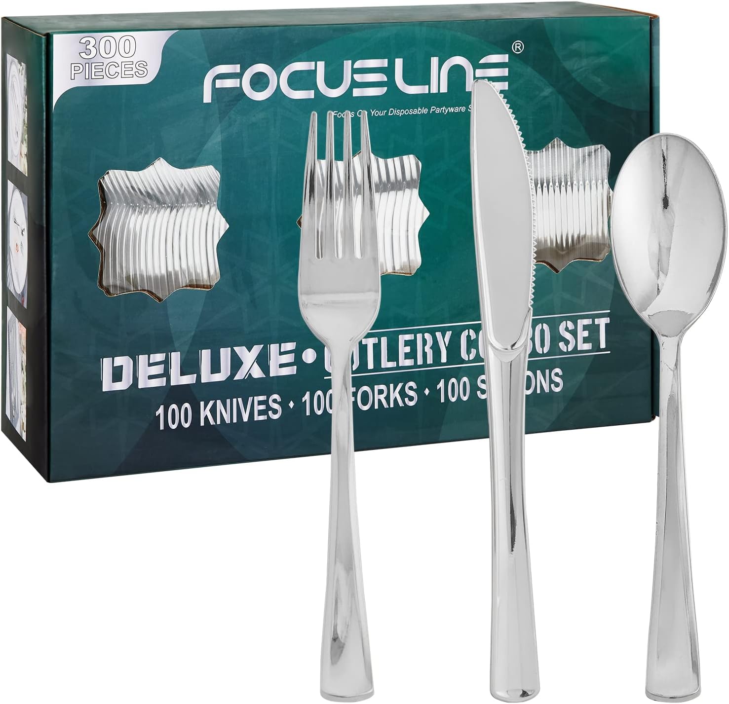 Amazon.com: 300 Plastic Silverware Set - Silver Cutlery Set ...