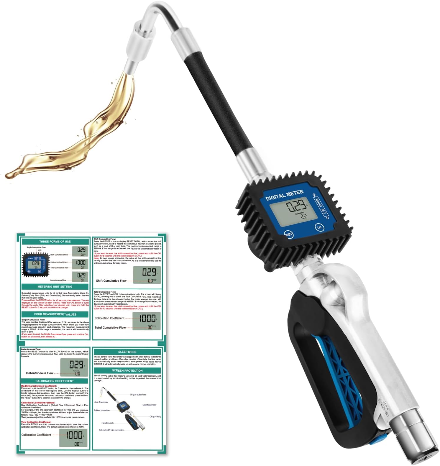 Amazon.com: Macnaught M3 1/2” 9 GPM Digital Preset Oil Control Gun ...