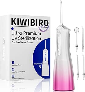 Amazon.com: KIWIBIRD Water Dental Flosser with UV-C Sanitization, Cordless Oral Irrigator, 3 ...