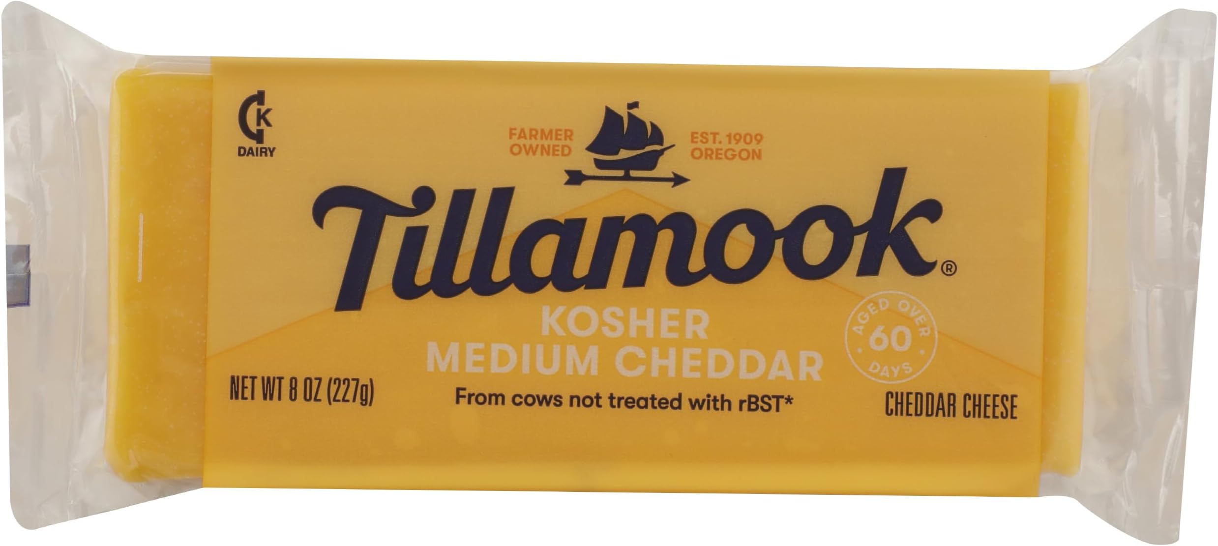 Amazon.com: Tillamook Kosher Medium Cheddar Cheese Block, 8 Ounce ...