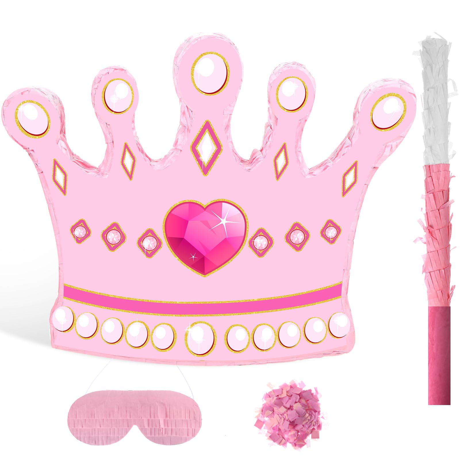 Amazon.com: Threan Princess Crown Piñata Bundle Girl Party Game Set ...