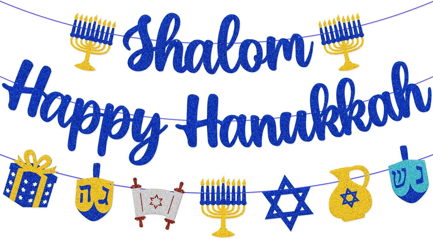 Amazon.com: Shalom Happy Hanukkah Banner Merry Chanukah Festival Party ...