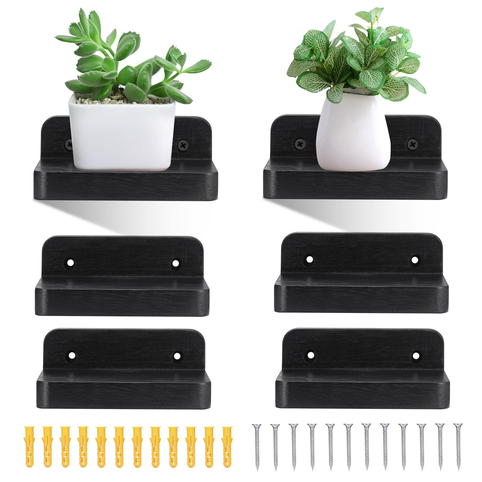 Zocipro 6Pcs Wooden Square Floating Shelves, Mini Floating Wall Shelves ...