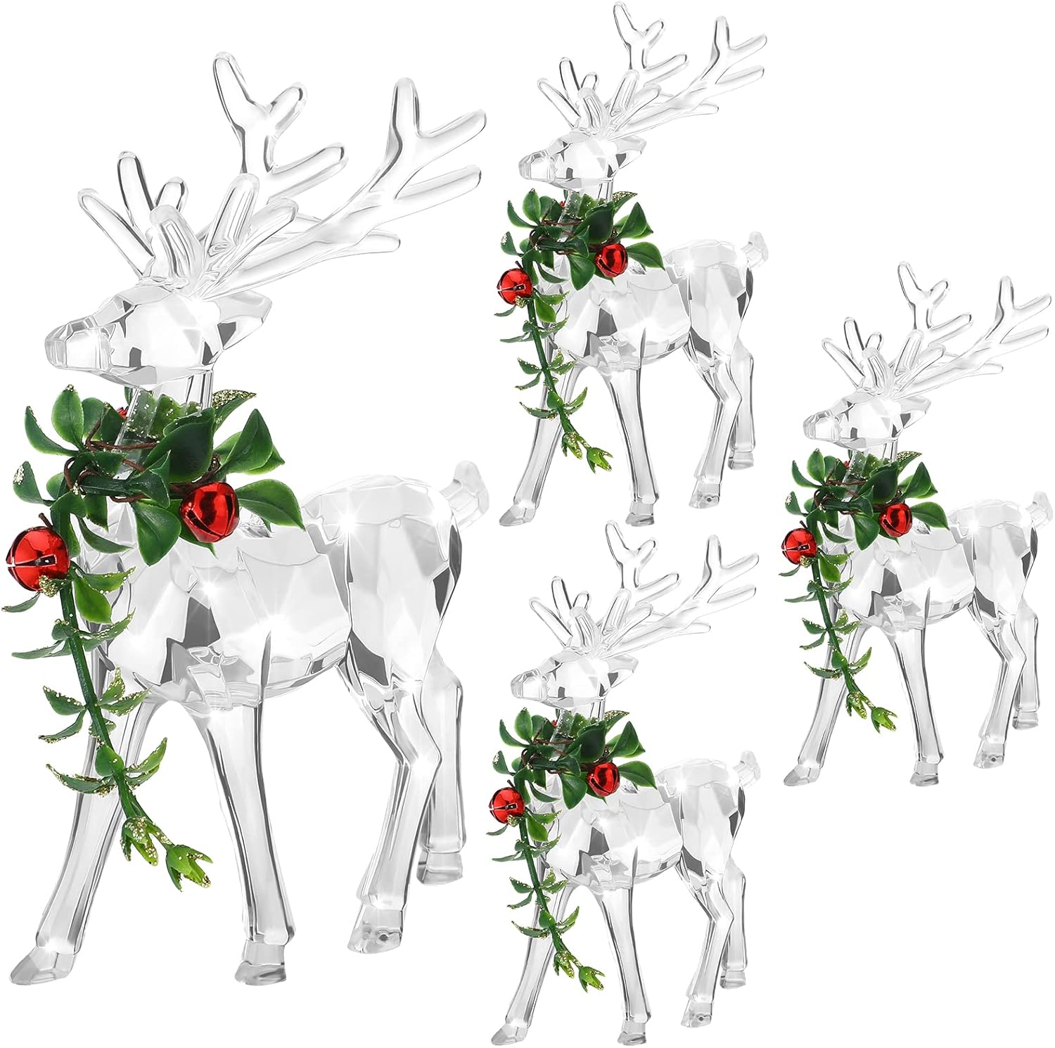 Amazon.com: Kathfly 4 Pcs Christmas Acrylic Reindeer Figurines ...