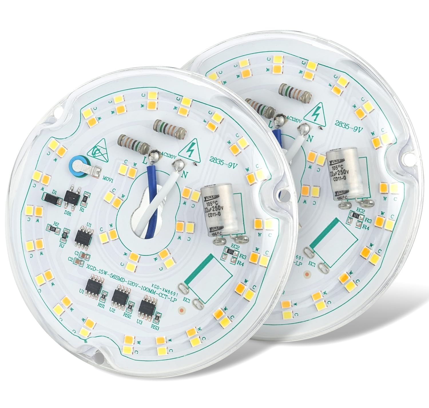 2-Pack 3.94'' 15W LED Ceiling Fan Light Retrofit Kit, Ceiling Light ...