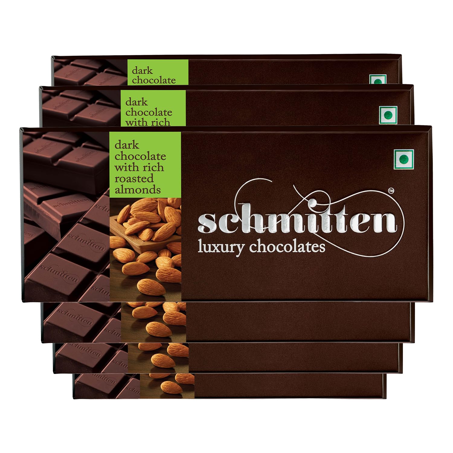 Schmitten Luxury Dark Chocolate Box, Flavor- Rich Roasted Almond - 6 x ...
