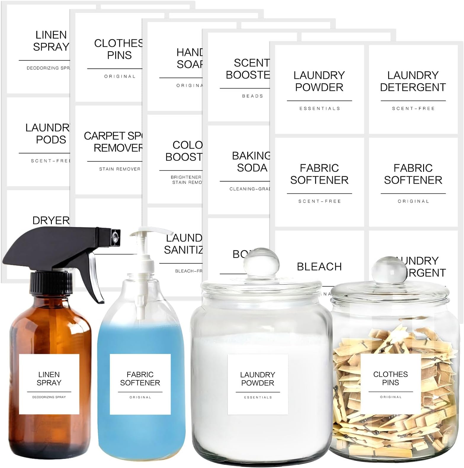 KSIWRE 30 PCS Laundry Labels for Jars,Matte Minimalist Laundry Stickers ...