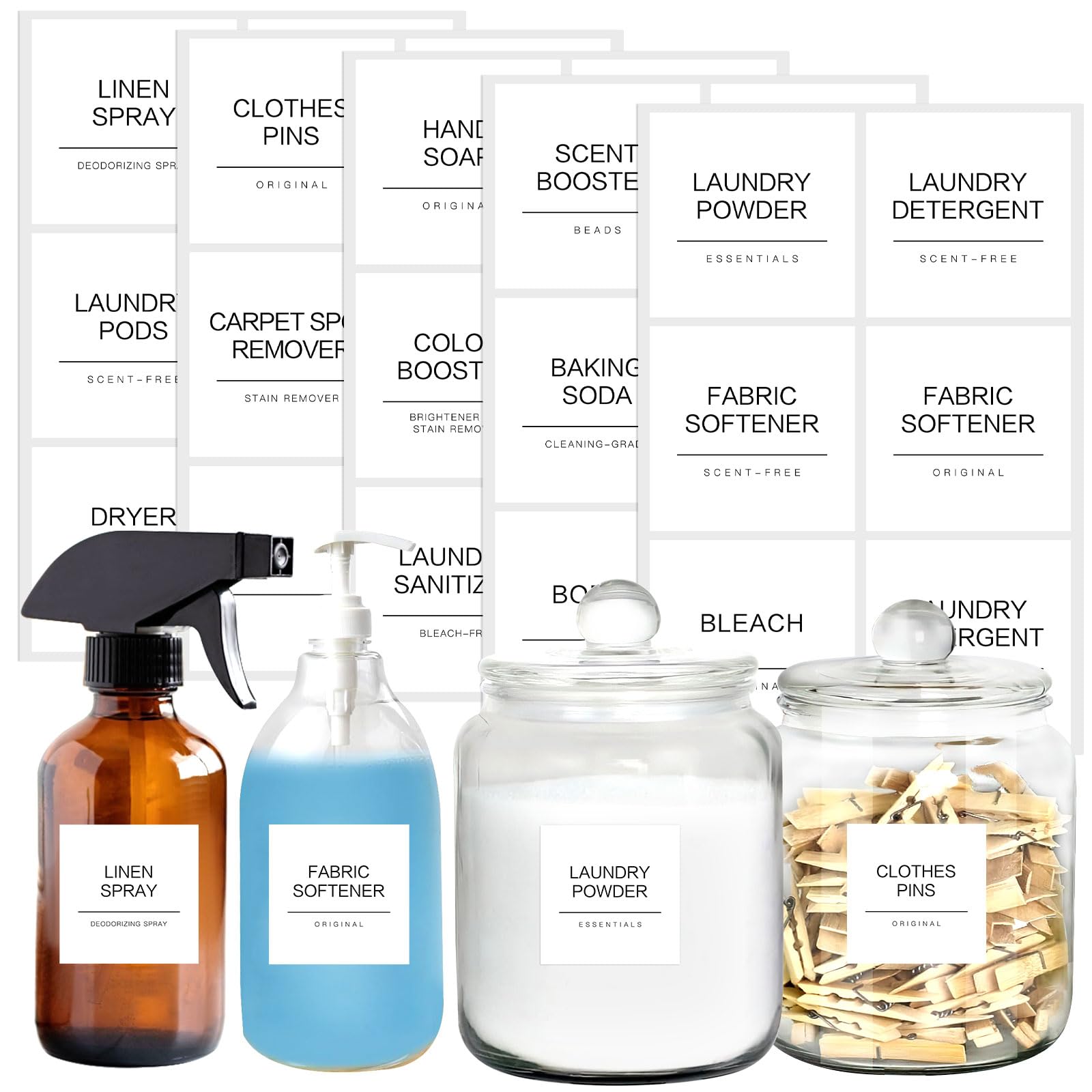 KSIWRE 30 PCS Laundry Labels for Jars,Matte Minimalist Laundry Stickers ...