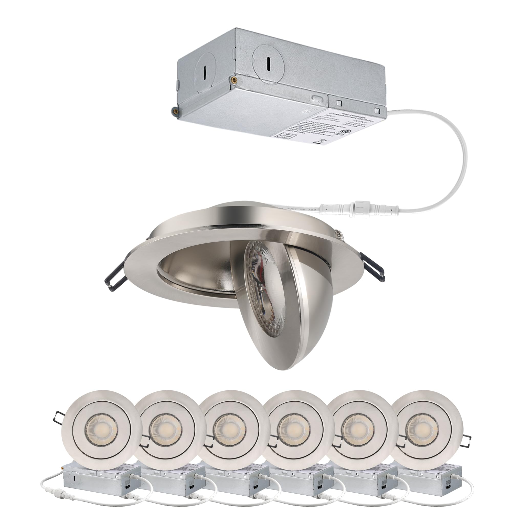 POPANU 4-inch Gimbal LED Recessed - 4 in Lighting 6Pack Canless Brushed ...