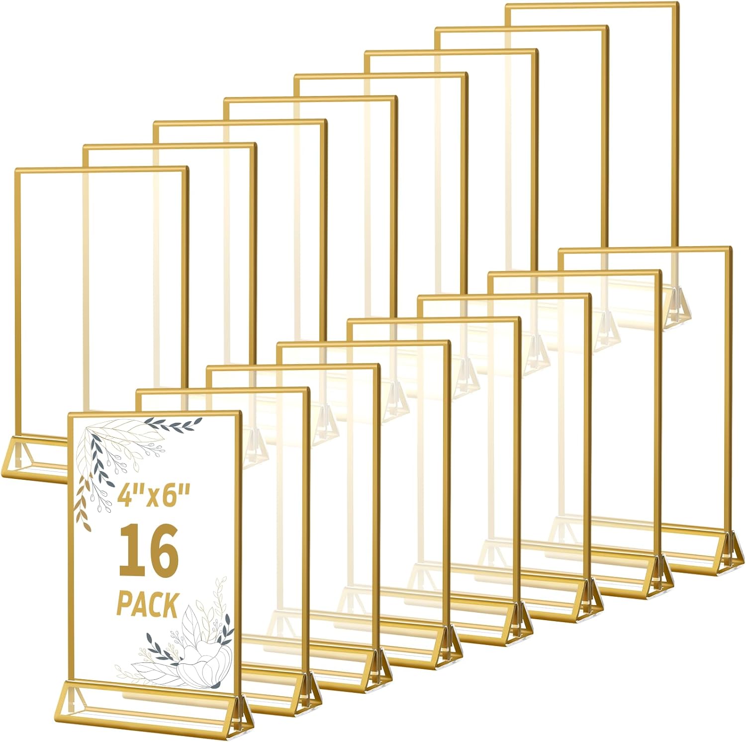Amazon.com: Smarpau 16 Pack 4x6 Acrylic Sign Holder with Gold Frame ...