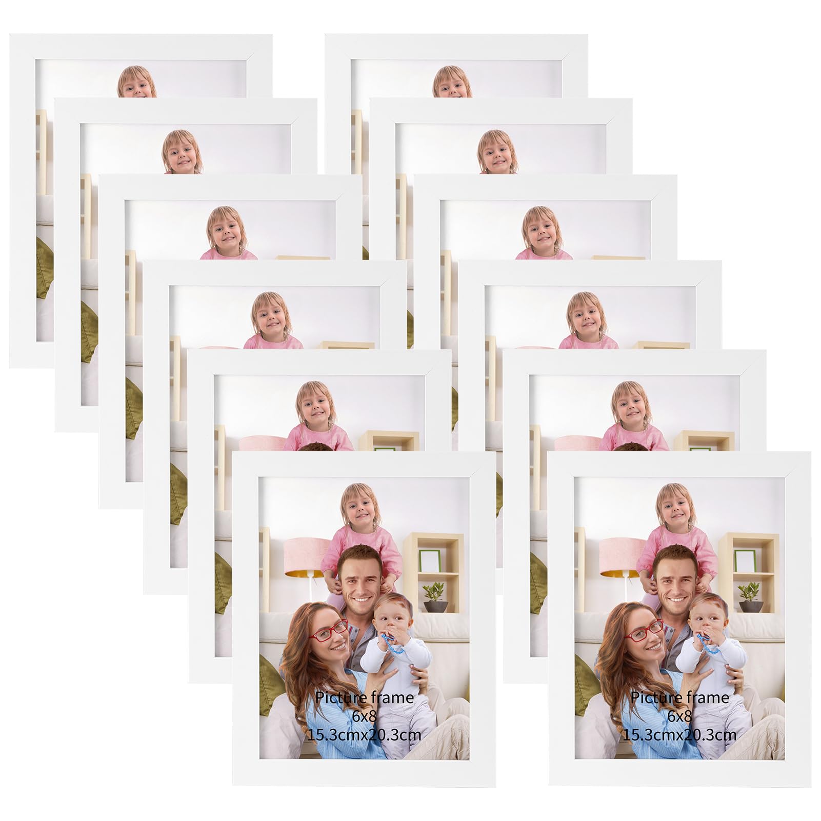 Giftgarden White 8x6 Photo Frames Pack of 12, Multi White 6 by 8 Photo ...