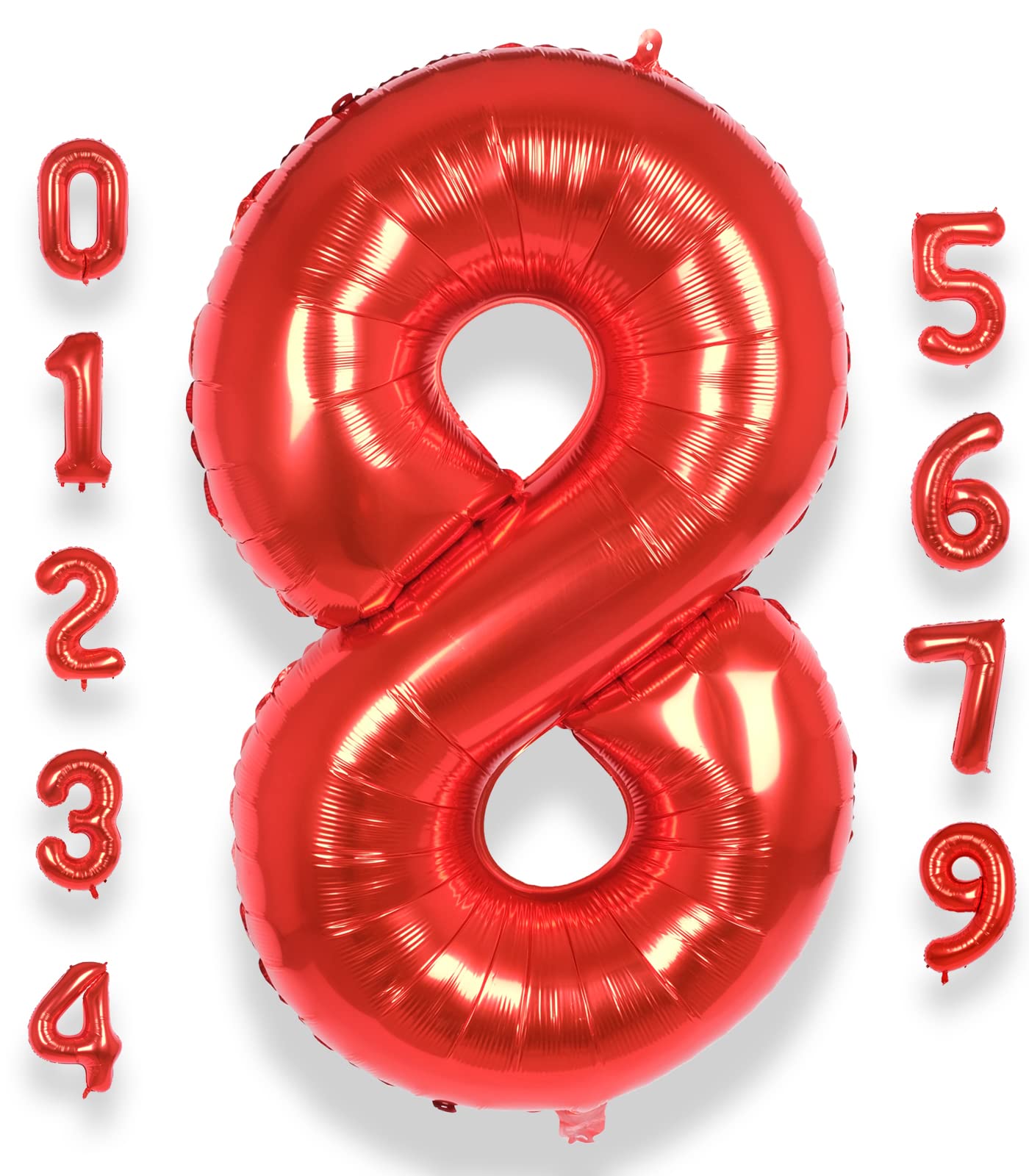Amazon.com: AULE 40 Inch Big Red 8 Balloon Number Large Foil Helium ...