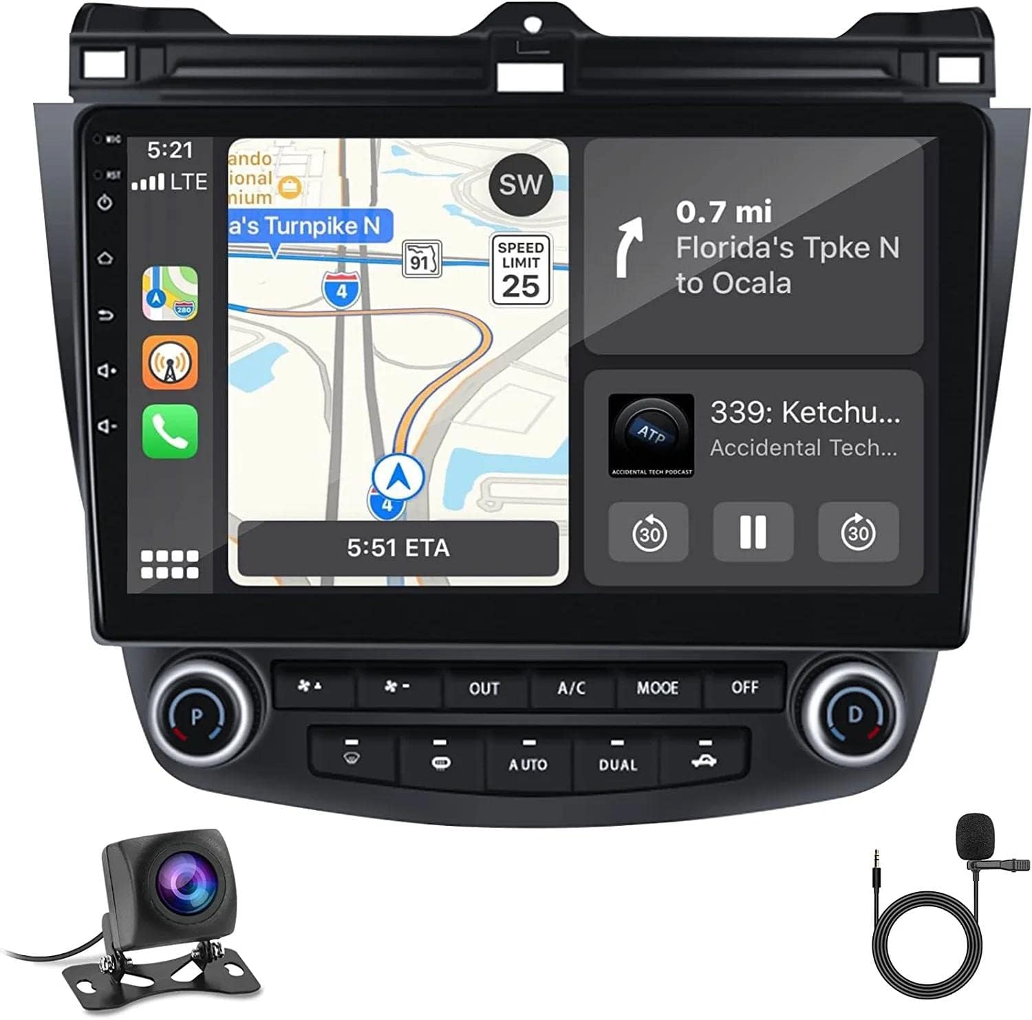 CAMECHO Android 11 Car Stereo for Honda Accord 7th 2003 2004 2005 2006 ...