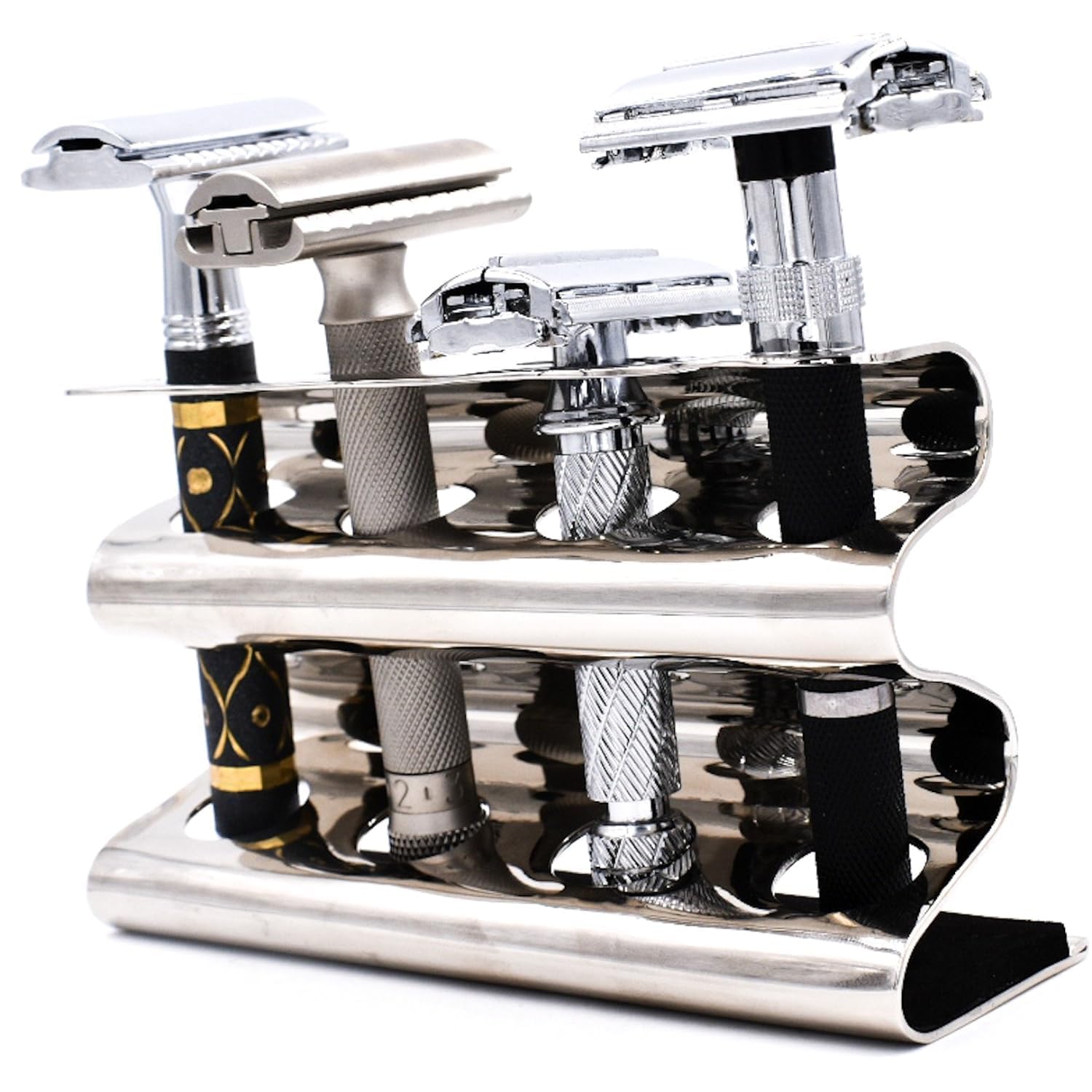 Parker Double Edge Razor Stand - Solid Brass with Mirror Chrome Finish ...