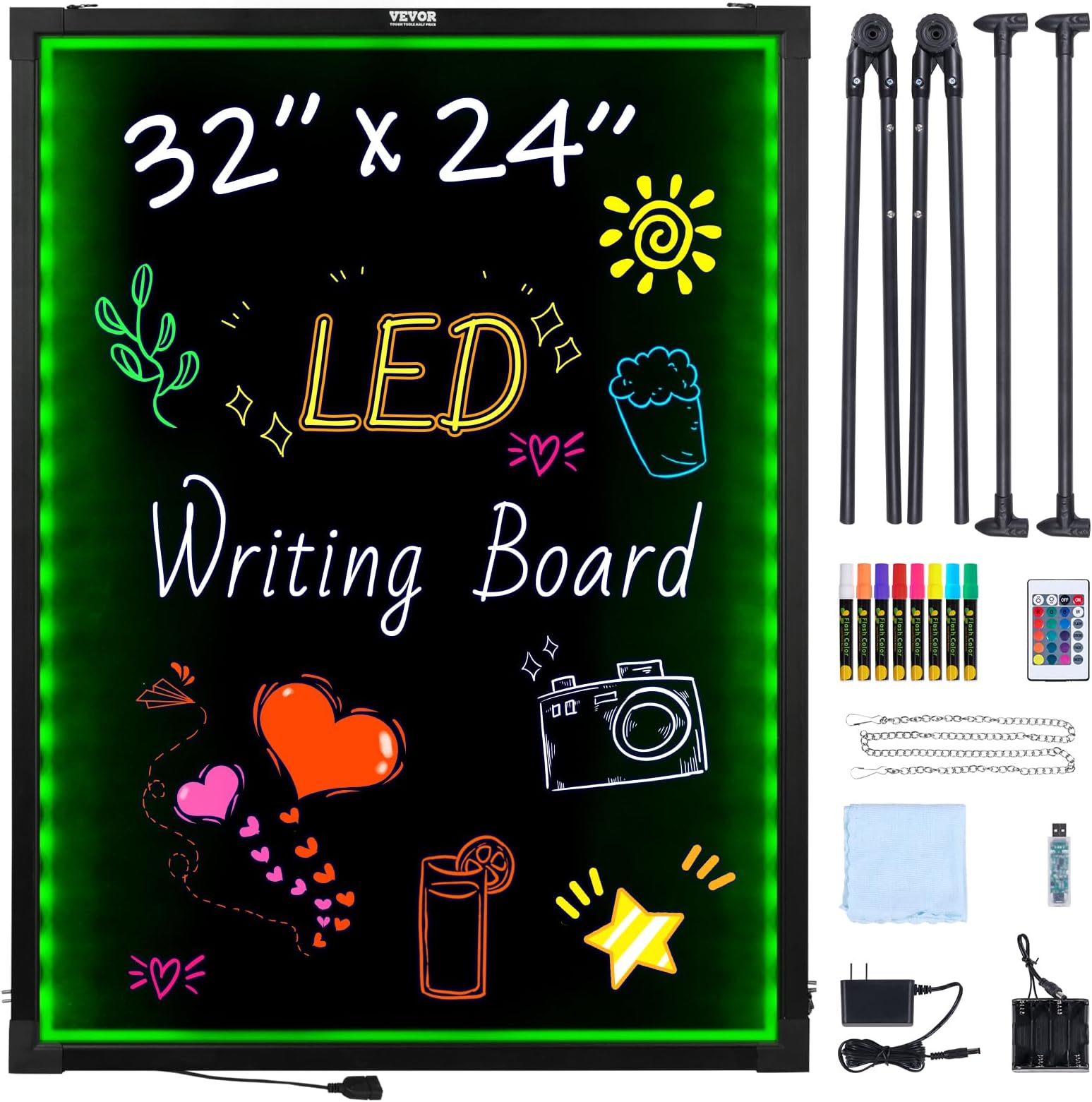 Amazon.com: VEVOR 32"x24" LED Message Writing Board, Menu Sign Boards ...