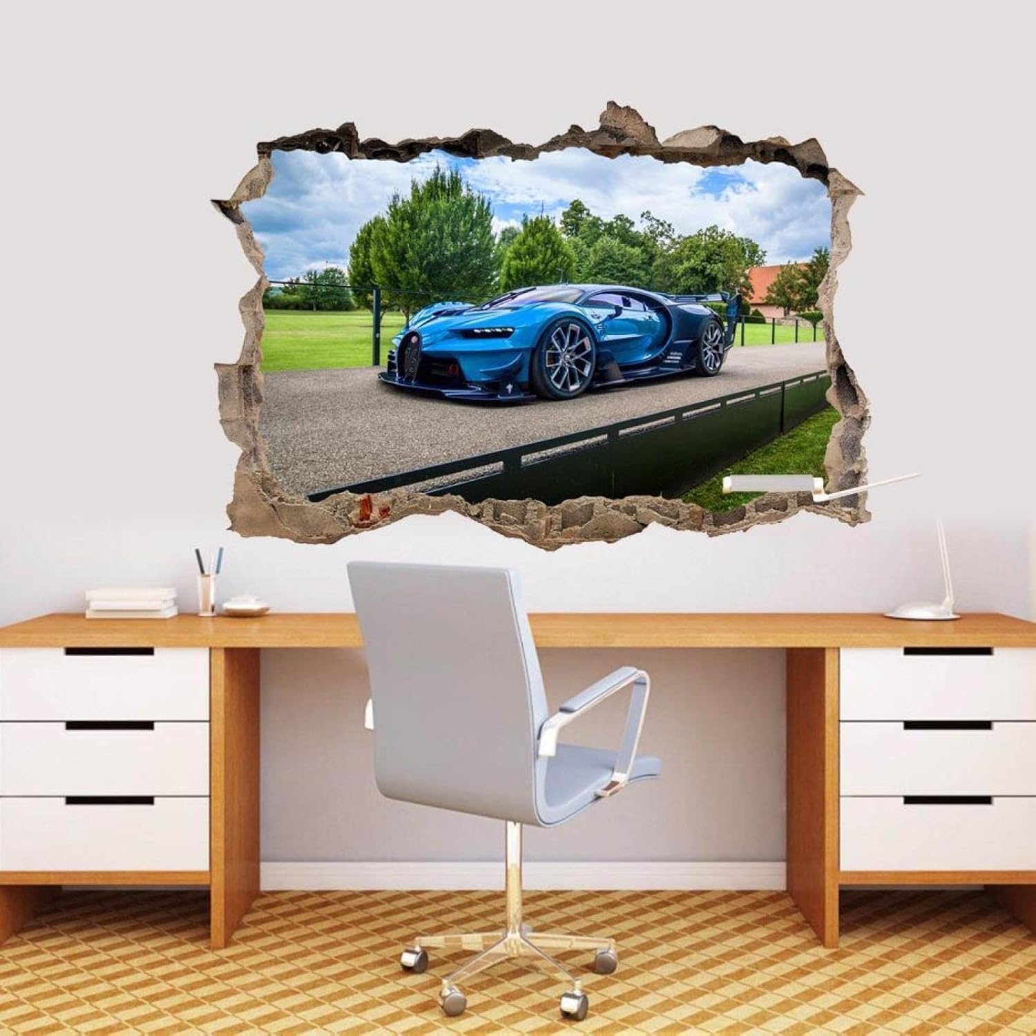 Calcomanía de pared 3D Smashed Bugatti Chiron Vision Gran Turismo 3D ...