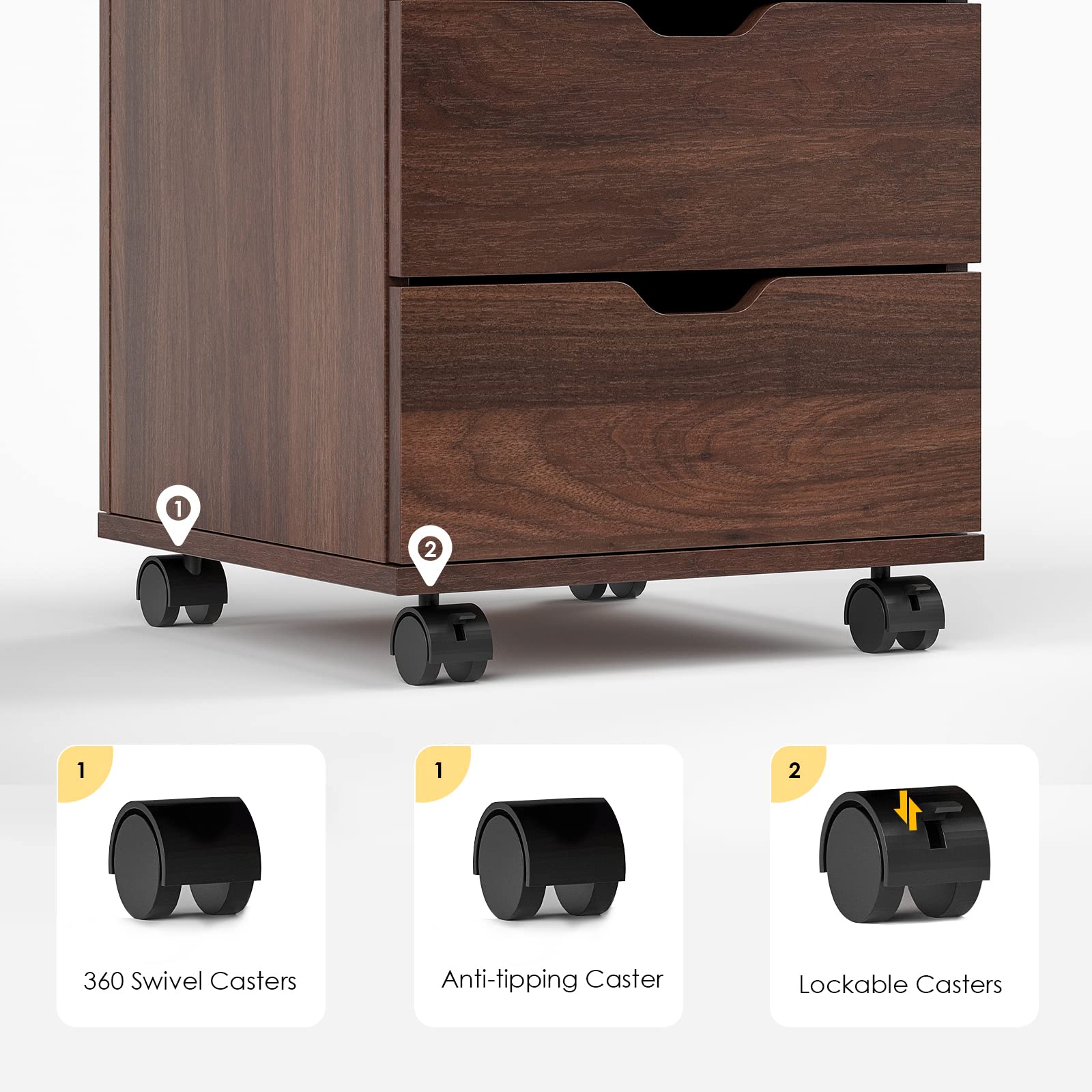 Snapklik.com : STARY Fully Assembled 3 Drawer Wood Rolling File Cabinet