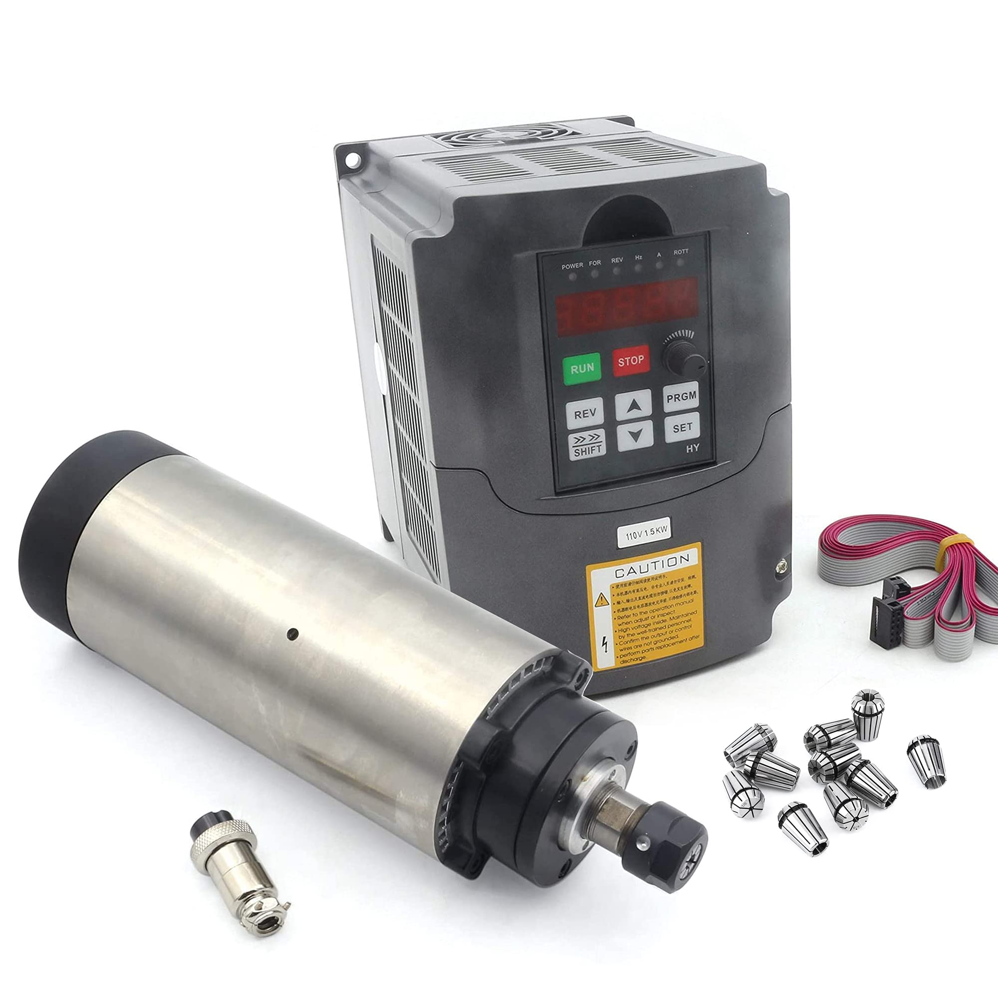 Buy RATTMMOTOR 1.5KW CNC Air Cooled Spindle Motor 110V 80mm ER16 +1.5KW ...