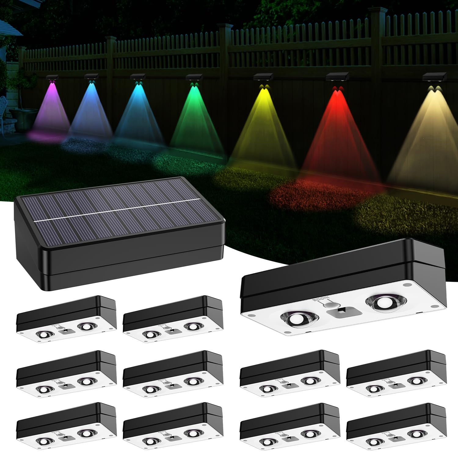 ZSYIQIXI Solar Fence Lights Outdoor 12 Pack, Solar Fence Lights 12 ...